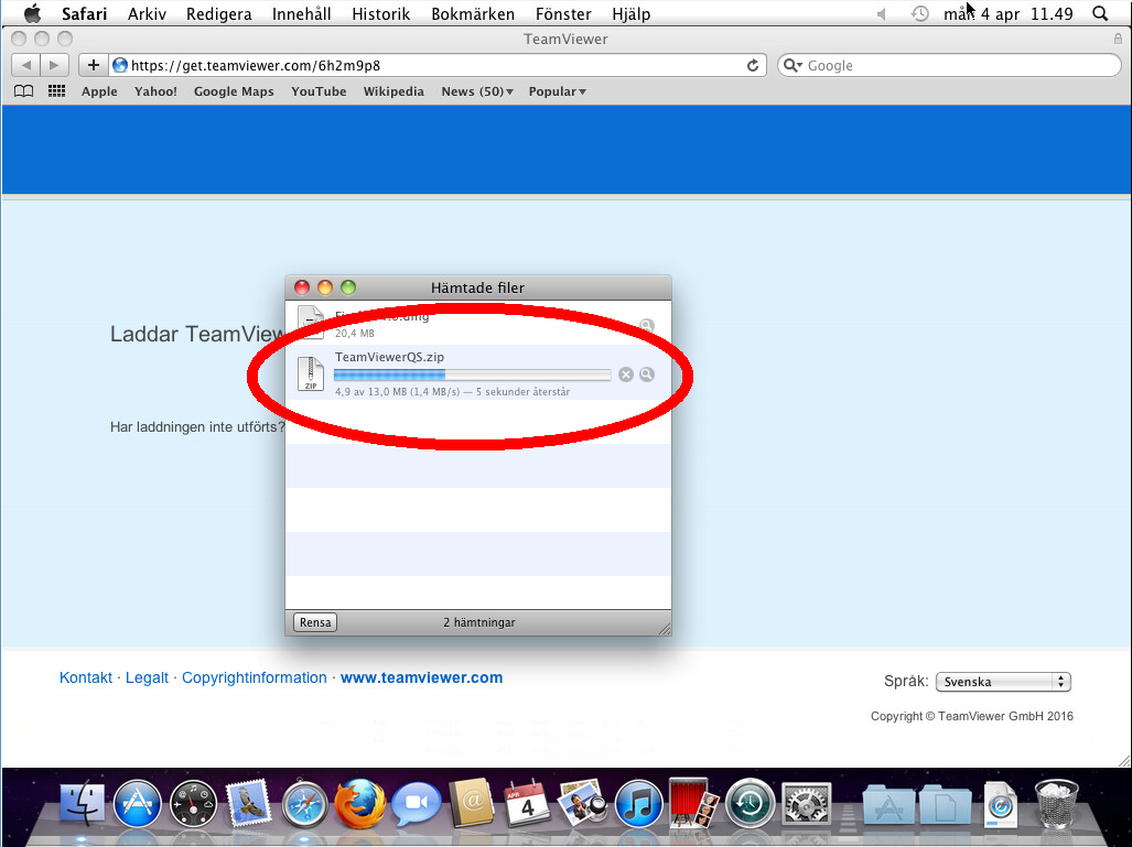 Fjärrsupport via TeamViewer på Mac OSX
