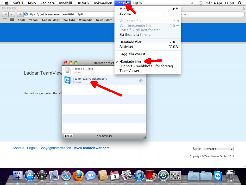 Fjärrsupport via TeamViewer på Mac OSX